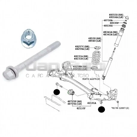 POUR TOYOTA ALPHARD 2008-2016 véritable écrou et boulon pour sous-cadre ...