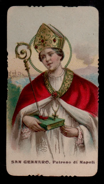 A2 ANTICO SANTINO Holy Card SAN GENNARO PATRONO DI NAPOLI CROMO EUR 6 ...