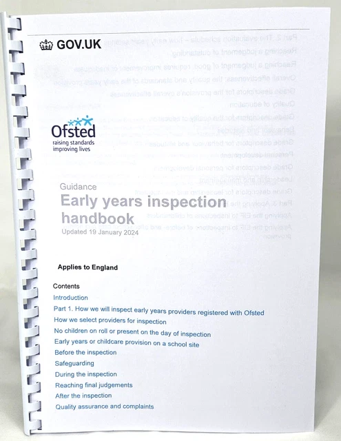 OFSTED EARLY YEARS inspection handbook Updated 19th January 2024 £11.97 ...
