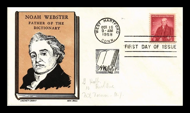 COUVERTURE AMÉRICAINE NOAH Webster Father Of Dictionnaire Fdc Ken Boll ...