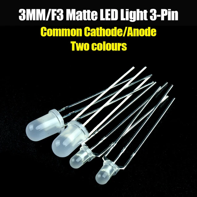 COMMON CATHODE/ANODE 3MM LED Bicolor Red-Green Red-Blue Lamp Emitting ...