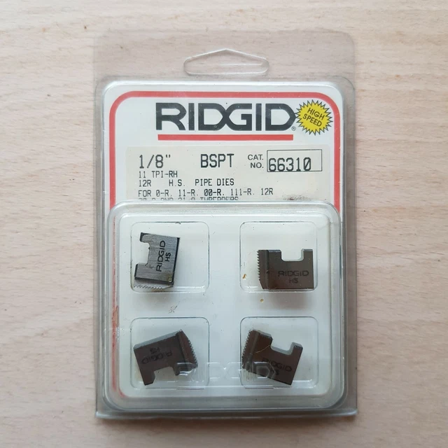 RIDGID 1/8& BSPT HS Pipe Dies Cat 66310 - 0R, 11R, 00R, 111R, 12R, 30A ...