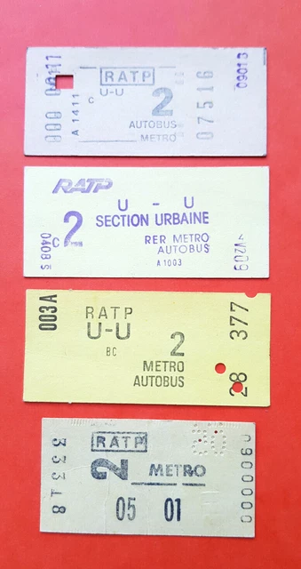 4 OLD METRO TICKETS - RATP - BUS - SNCF - RER - PARIS - TBE £3.43 ...