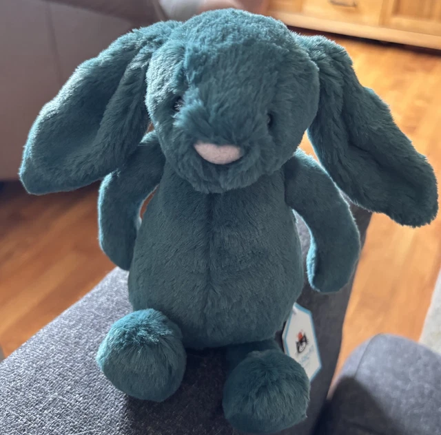 GENUINE JELLYCAT LITTLE Bashful Teal Bunny Christmas edition - BNWT £25 ...