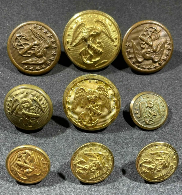 LOT X9 WW2 WWII USMC US Marine Corps Military Uniform Buttons 28 23 18 ...
