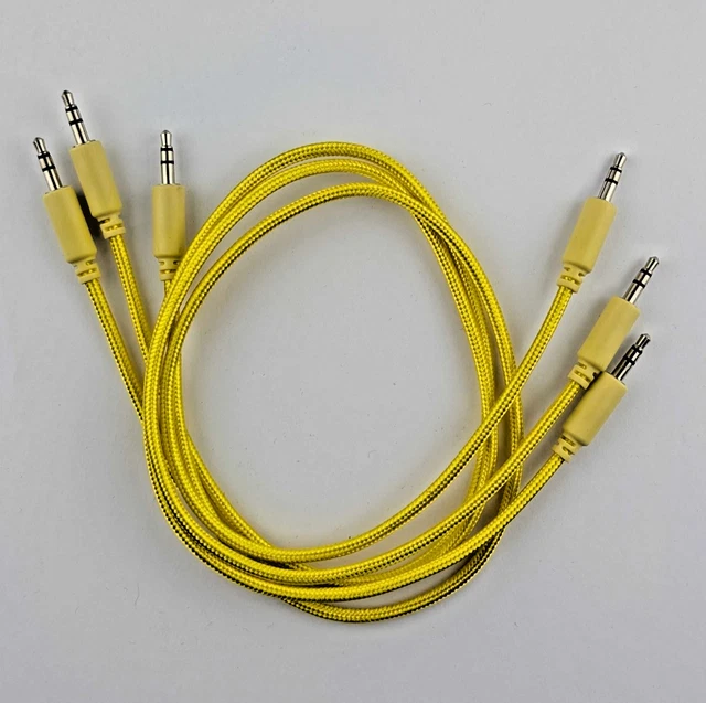 YELLOW BRAIDED 50CM Stereo Aux Cable (3 Pack) £4.99 - PicClick UK