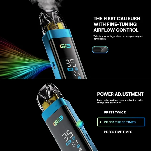 CALIBURN G3 PRO Pod Kit, Full Screen Display, 35W Watt Built-In 1000Mah ...