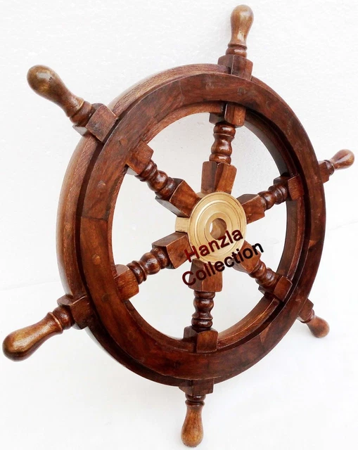 18& ROUE DE bateau en bois de collection capitaine de bateau direction... EUR 61,09 - PicClick FR