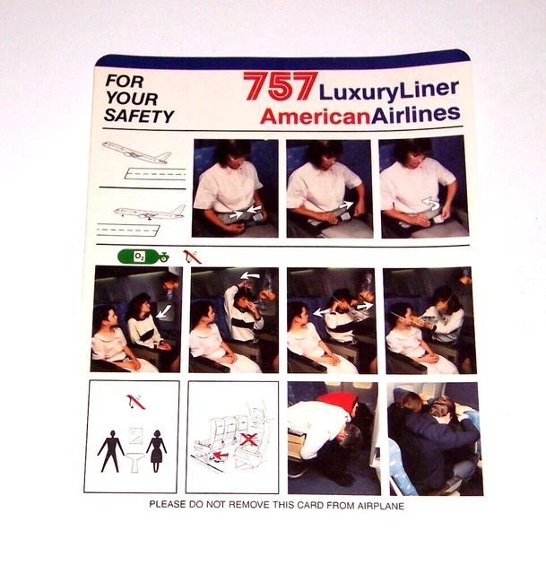 VINTAGE AMERICAN AIRLINES Boeing 757 Safety Card $10.00 - PicClick