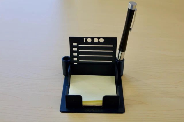 STICKY NOTE HOLDER with Pen Storage & To-Do List Stencil – Black Desk ...