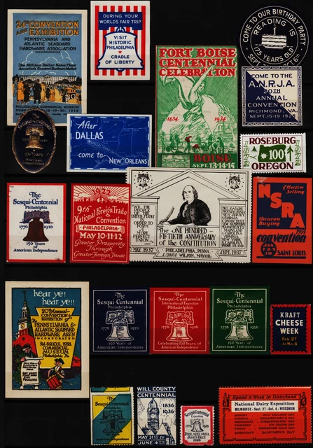21 VINTAGE U.S.EXHIBITION and Trade Show Poster Stamps, Kraft Cheese ...