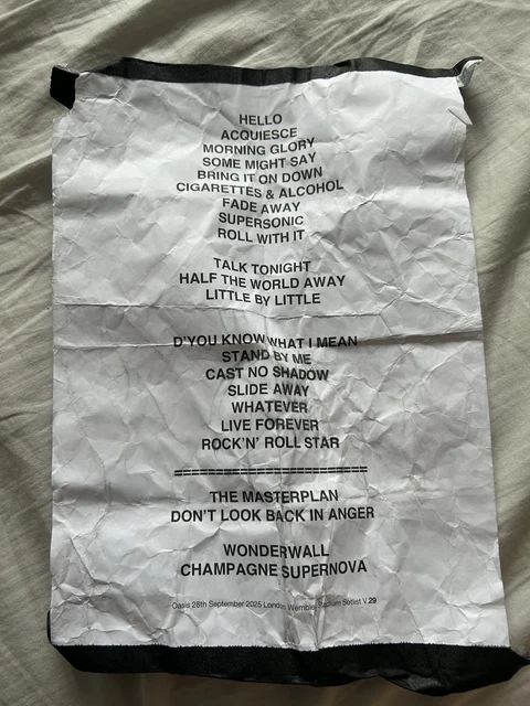 OASIS SETLIST - London Wembley Stadium 28/09/2025 £208.67 - PicClick UK