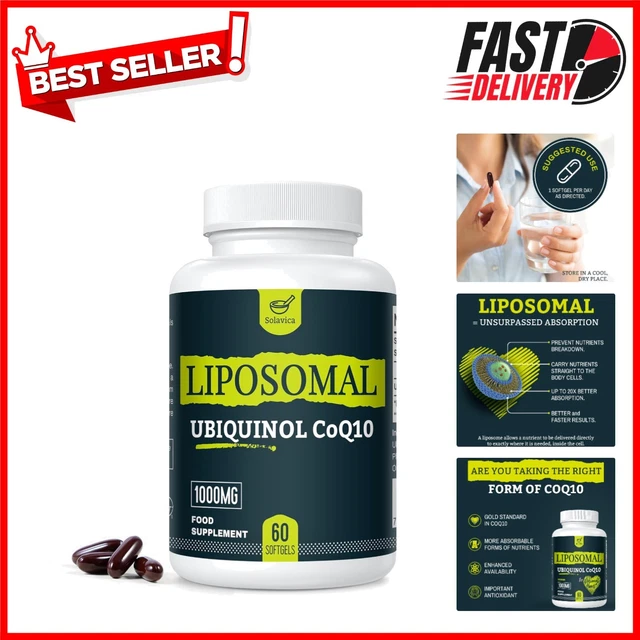 HIGH-POTENCY LIPOSOMAL UBIQUINOL CoQ10 1000 mg for Optimal Health, 60 ...
