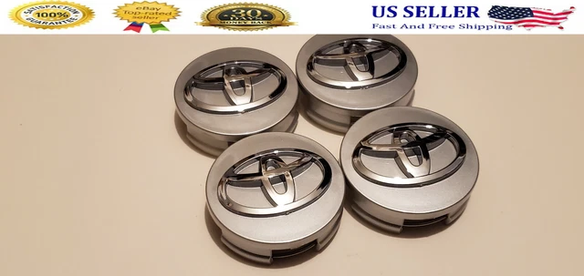 4X TOYOTA WHEEL RIMS CENTER HUB CAP CAPS SILVER BASE CHROME LOGO 62MM ...