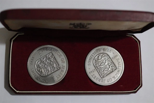 🧭 🇯🇪 JERSEY 1966 Proof 2 Coin Set In Original Box B78 #327 $58.77 - PicClick CA