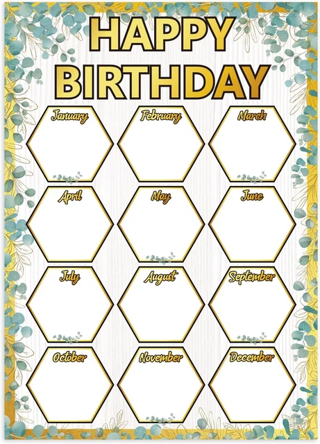 BOHO FARMHOUSE HAPPY Birthday Chart Poster for Classroom Decorations ...
