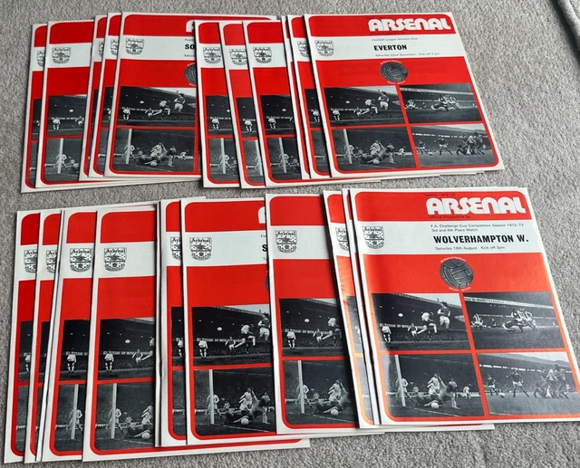 FULL SET OF 24 1973-1974 Arsenal Home Game Programmes, incl' UNUSUAL ...