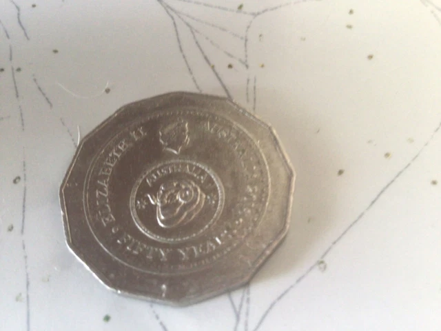 50 CENT AUSTRALIAN coin .Rams head . 50 years of decimal currency ...