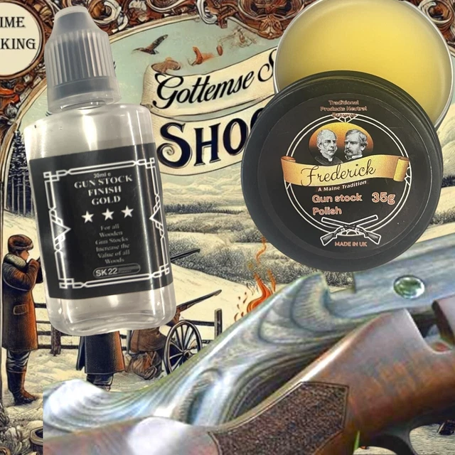 GRADE GUN STOCK oil 1 bottles.+ Gun Stock Wax Polish Beeswax £7.99 ...