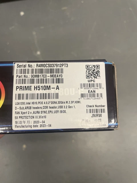 ASUS PRIME H510M-A LGA1200 H510 mATX Motherboard £78.70 - PicClick UK