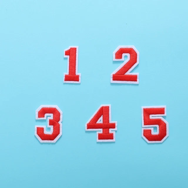 40PCS COTTON EMBROIDERED Patches Numebrs Red Number Patches All Age ...