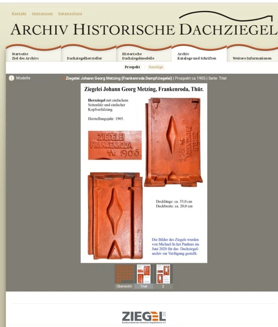 ORIGINAL ZIEGEL , Herzziegel Dachziegel Antike Ziegel Signiert 1898 ...