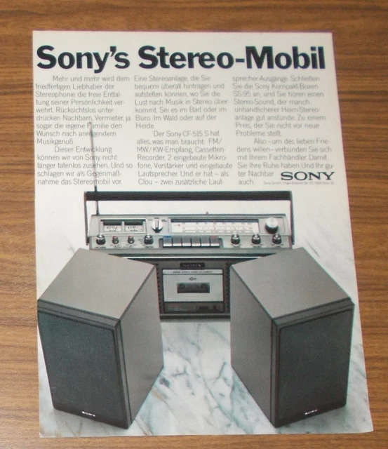 SELTENE WERBUNG SONY CF-515 S Radio-Recorder SS-95 Kompakt-Boxen 1978 EUR 3,99 - PicClick DE
