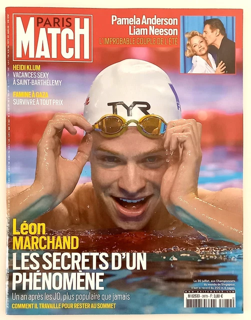 PARIS MATCH LÉON Marchand Pamela Anderson Liam Neeson Heidi Klum août ...