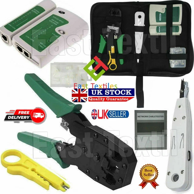 RJ45 ETHERNET NETWORK Cable Tester Crimping Crimper Stripper Cutter ...