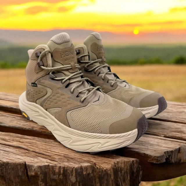 HOKA MENS ANACAPA 2 Mid GTX Gore-Tex Hiking Boots Size 12 D Dune Tan ...