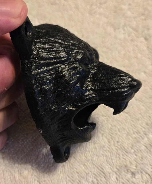 CAST IRON WALL Mount Grizzly Bear Teeth Bite Bottle Opener £9.40 ...