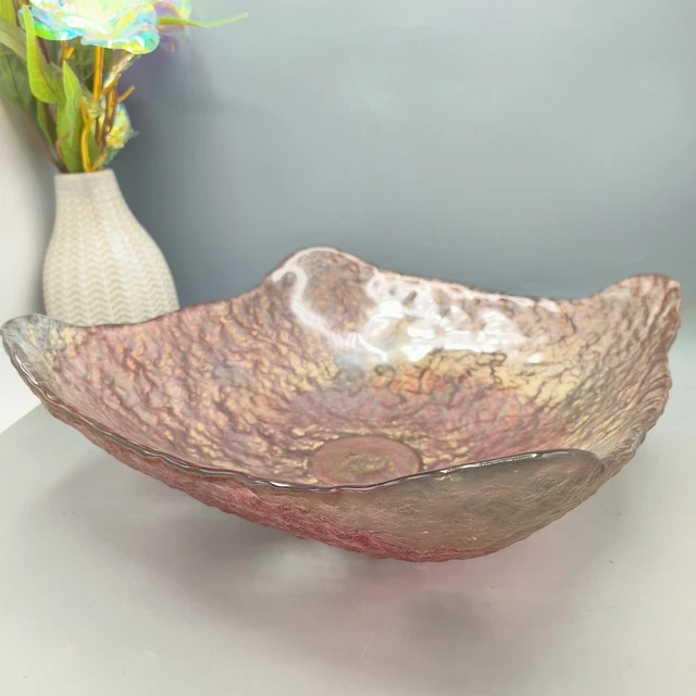 ART GLASS HEAVY Bowl Dish Helensgate Spain Rose with Hand Painted Gold ...