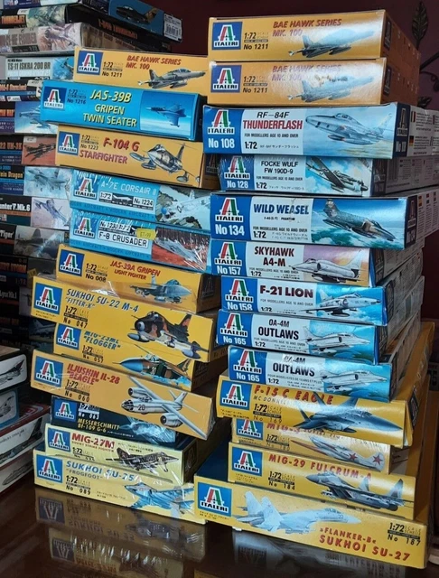 GRANDE COLLEZIONE ITALERI 1/72 Modellino Vintage Kit Aeromobili AEREI ...