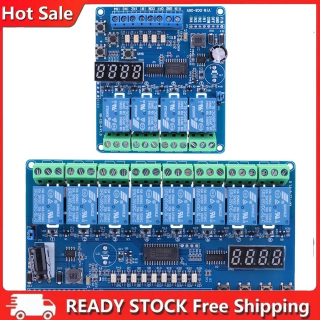 DC 8V-36V RELAY Board Self-locking LED Display Digital Timer Relay ...