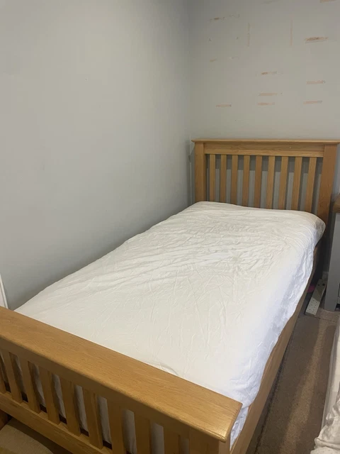 WOODEN FRAMED SINGLE Bed Standard Size - Mattress Included 3ft By 6ft £ ...