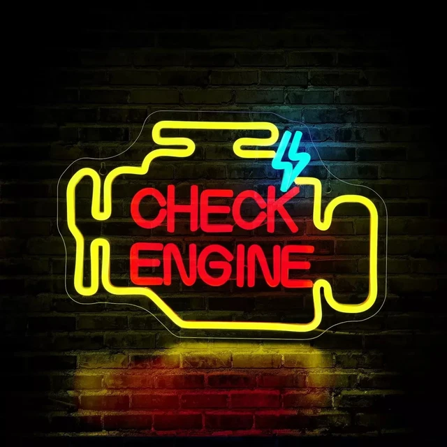 CHECK ENGINE NEON Sign Led Neon Signs for Wall Decor Yellow Light up ...