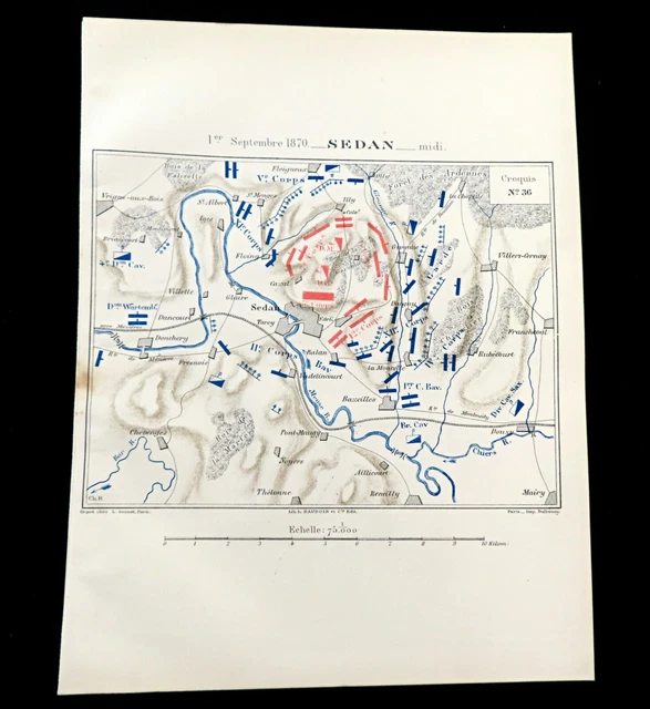 BATTLE OF SEDAN Map 1870 France Franco Prussian War French Military ...