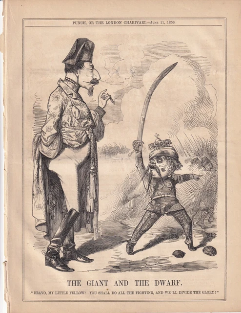 1859 PUNCH CARTOON The Giant Napoleon and the Dwarf EUR 2,72 - PicClick FR