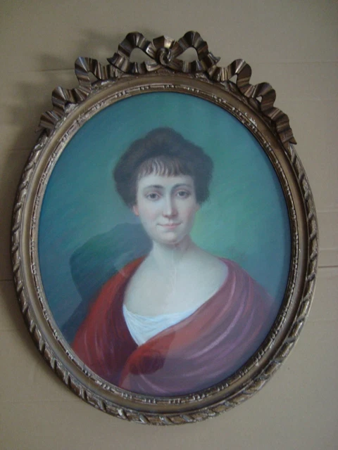 TABLEAU OVALE - Pastel - Portrait de Jeune Femme / signé Hurst ...