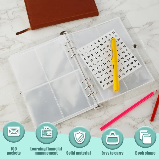 100 ENVELOPE CHALLENGE Binder Reusable Budget Binder Book with Black ...