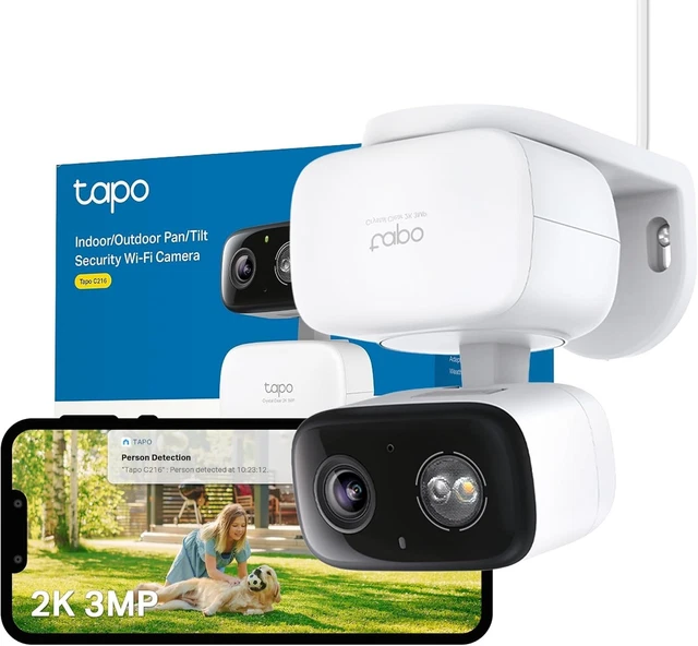 TAPO C216 2K 3MP Outdoor Camera 360°Pan/Tilt, IP65 Color Night Vision ...