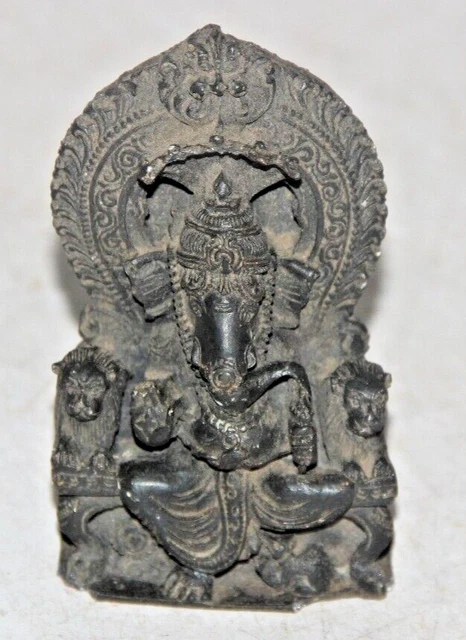VINTAGE RARE ORIGINAL Handmade Black Stone Lord Ganesh Ganapati Figure ...