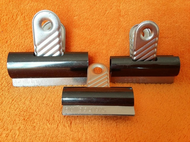 3 ORIGINAL VINTAGE Stationary Bulldog Clips. Made In England 1910, 1925 ...