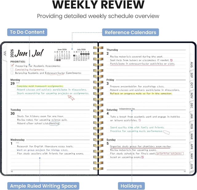 PLANNER 2026-2027, MONTHLY and Weekly Academic Planner July 2026 - June ...
