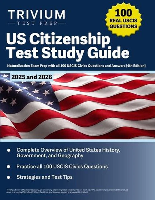 US CITIZENSHIP TEST Study Guide 2025 and 2026: Naturalization Exam Prep ...
