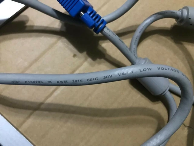 AWM 2919 80C 30V VW-1 Low Voltage Male to Male VGA Computer Cable Total ...