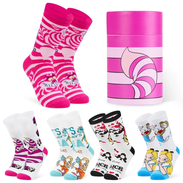 DISNEY WOMENS ALICE in Wonderland Socks 5 Pack Comfy Accessories Gift £ ...