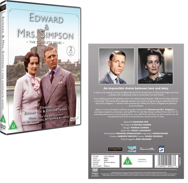 EDWARD AND MRS SIMPSON (1978): COMPLETE TV Season Series - NEW Eu Rg2 DVD not US EUR 30,27 ...