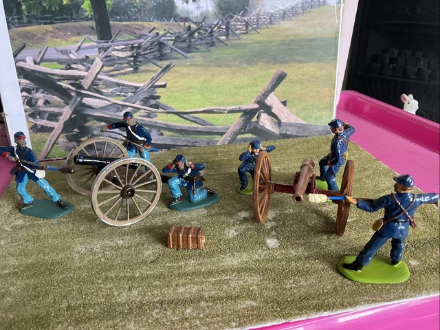 2 SETS 701 IMEX 1/32 plastic painted 3 Union Artillery & Gun American ...