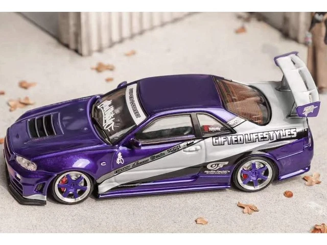 NISSAN SKYLINE GT-R (R34) Nismo Z-Tune - purple / white - FuJi 1:64 EUR 39,90 - PicClick DE